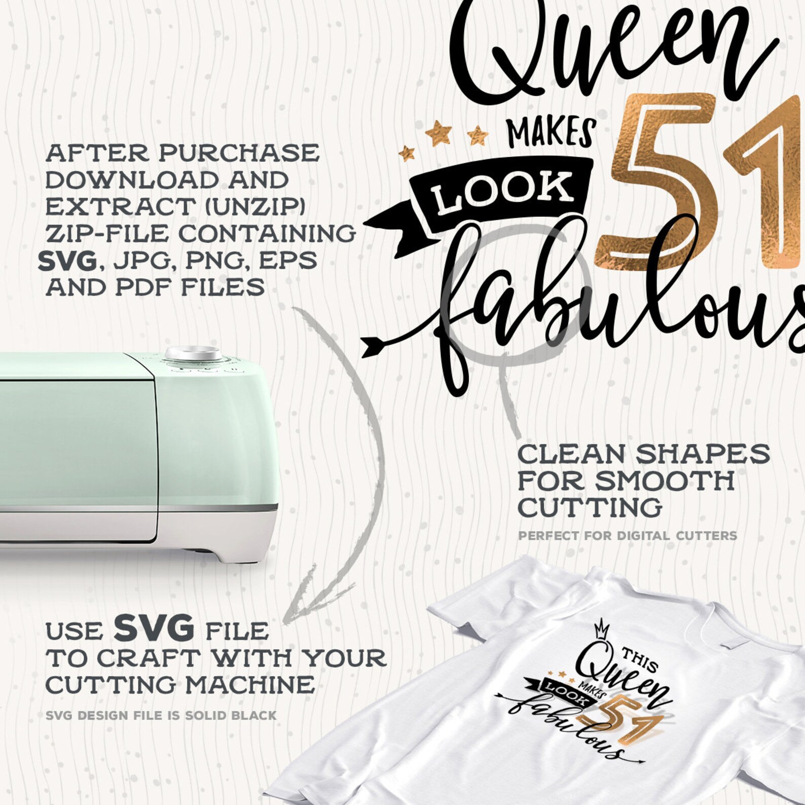 51st Birthday Svg This Queen Makes 51 Svg Look Fabulous Svg | Etsy