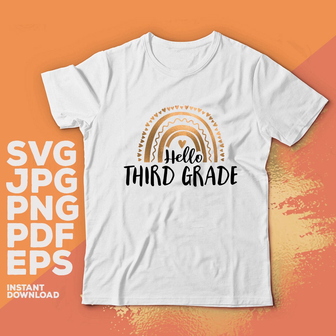 Third Grade Svg Hello Third Grade Rainbow Svg Back to School - Etsy