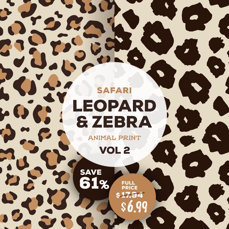 Safari Pattern Vol 2 Svg Leopard and Zebra Animal Print Bundle | Etsy
