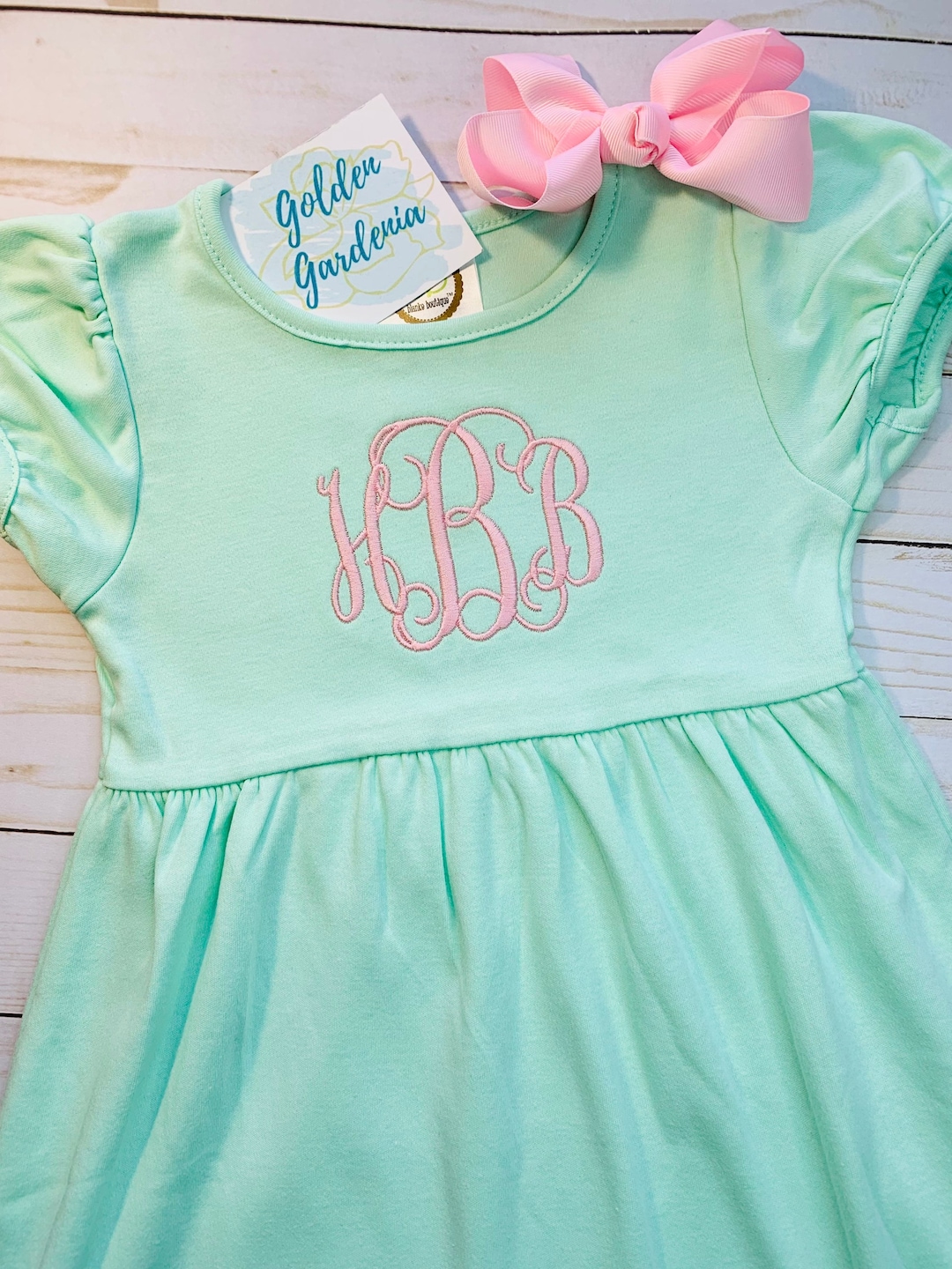 Monogrammed Girls Cotton Ruffle Dress | Personalized Short Sleeve - Etsy