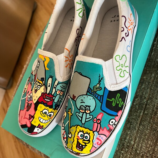 Spongebob Vans Shoes - Etsy