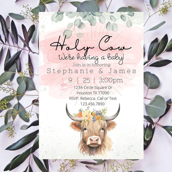 Holy Cow Were Having a Baby Invitation - Etsy Sweden