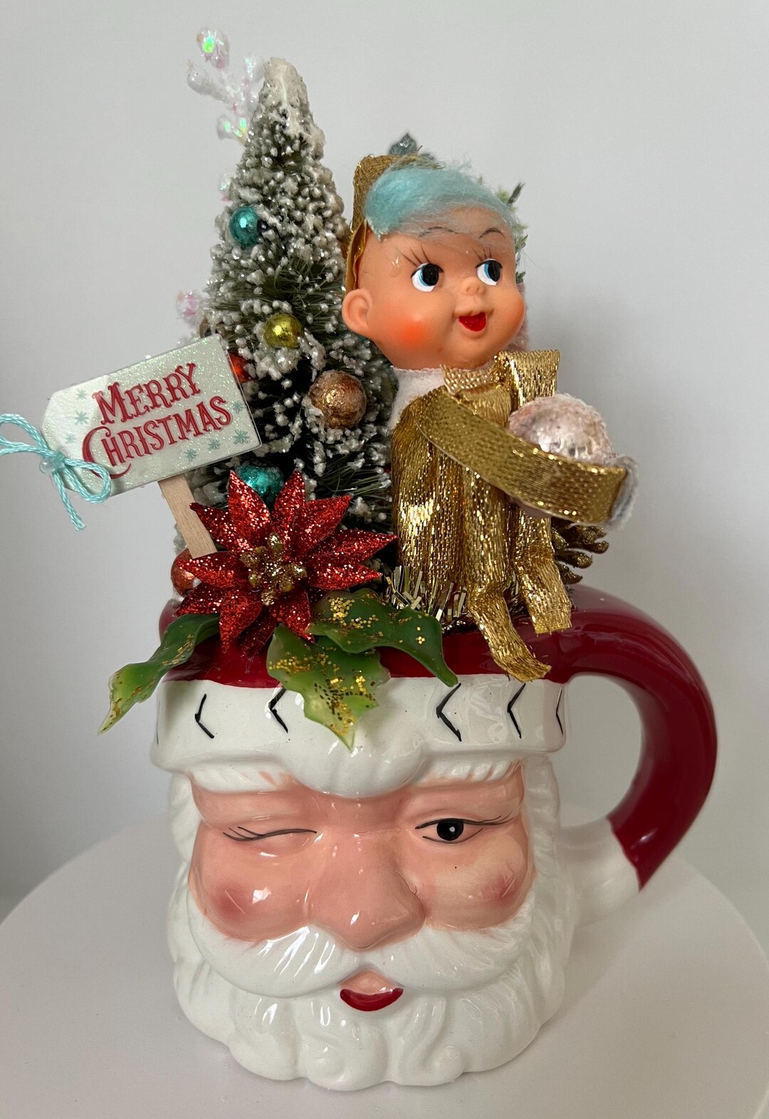 Retro Santa Mug/vintage Elf Assemblage - Etsy