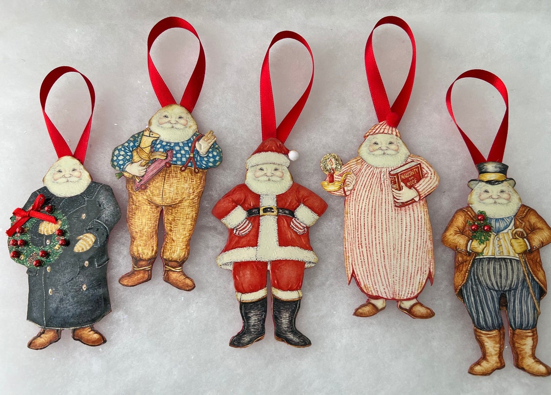 Vintage Santa Paper Dolls Upcycled Ornaments/set of 5 - Etsy