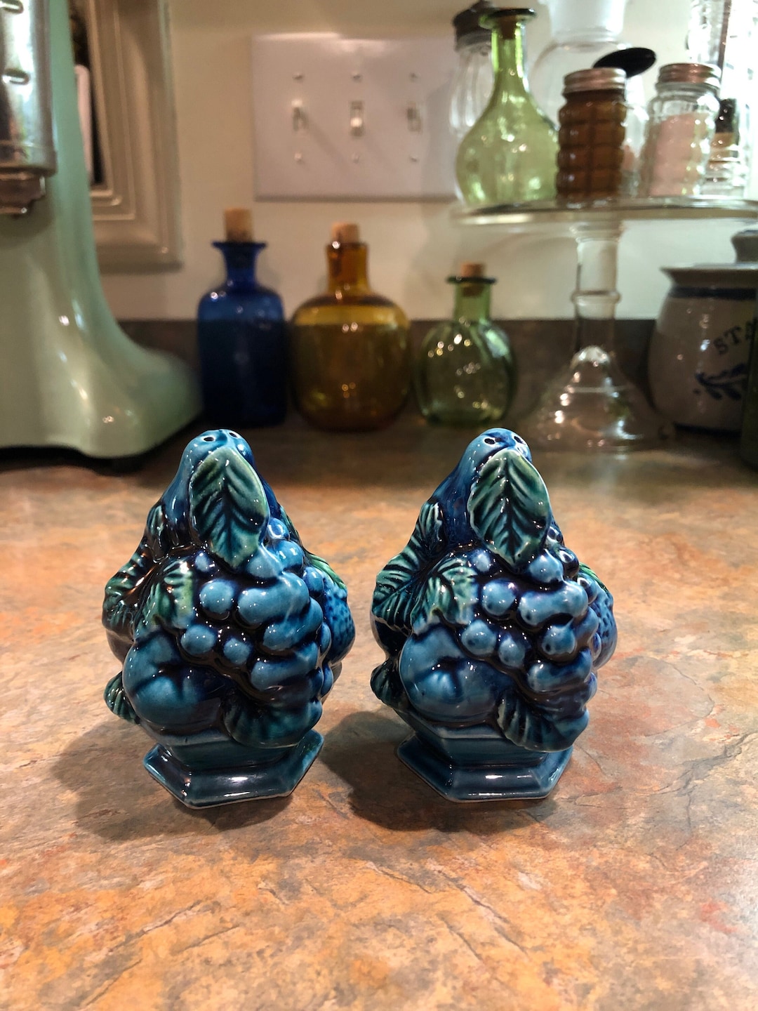 Inarco Blue Mood Indigo Fruit Salt and Pepper Shakers - Etsy