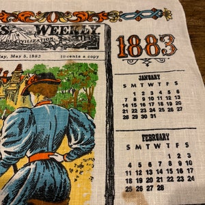 1883 Harpers Weekly Linen Calendar Tea Towel - Etsy
