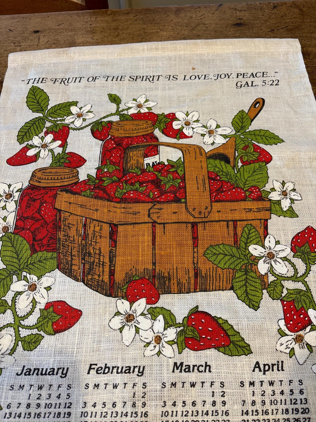 1985 Strawberry Themed Calendar Towel - Etsy