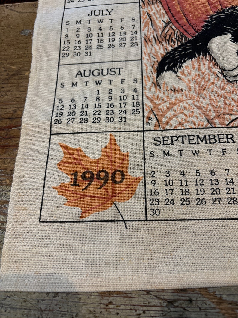 1990 Stevens Kitten Themed Calendar Towel - Etsy