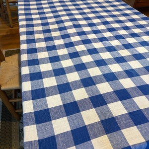 Blue and White Plaid Linen Tablecloth - Etsy