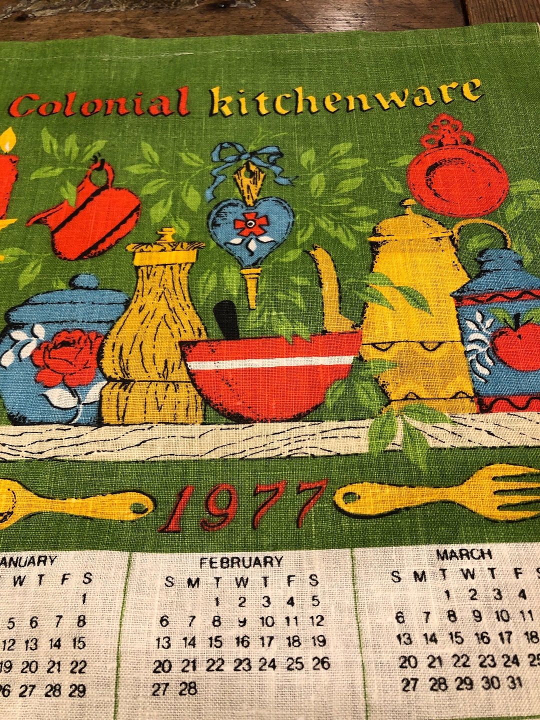 1977 Colonial Kitchenware Theme Calendar Towel - Etsy