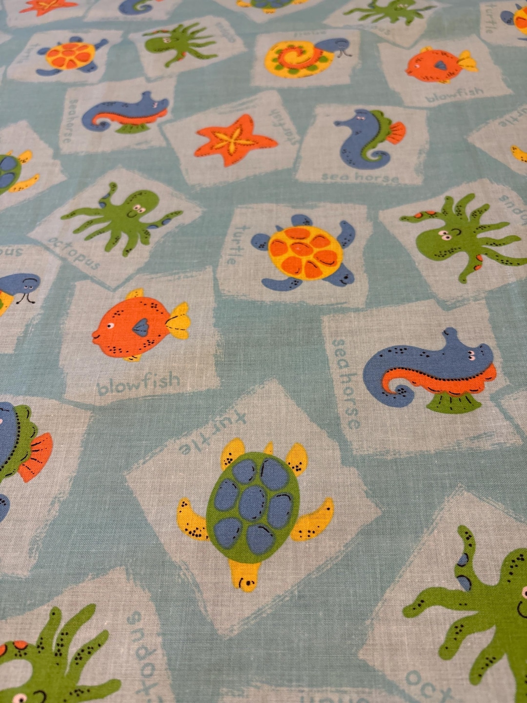 Sea Life Themed Blue Cotton Fabric - Etsy