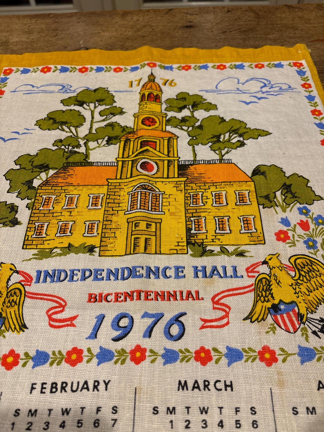 1976 Bicentennial Linen Calendar Tea Towel - Etsy