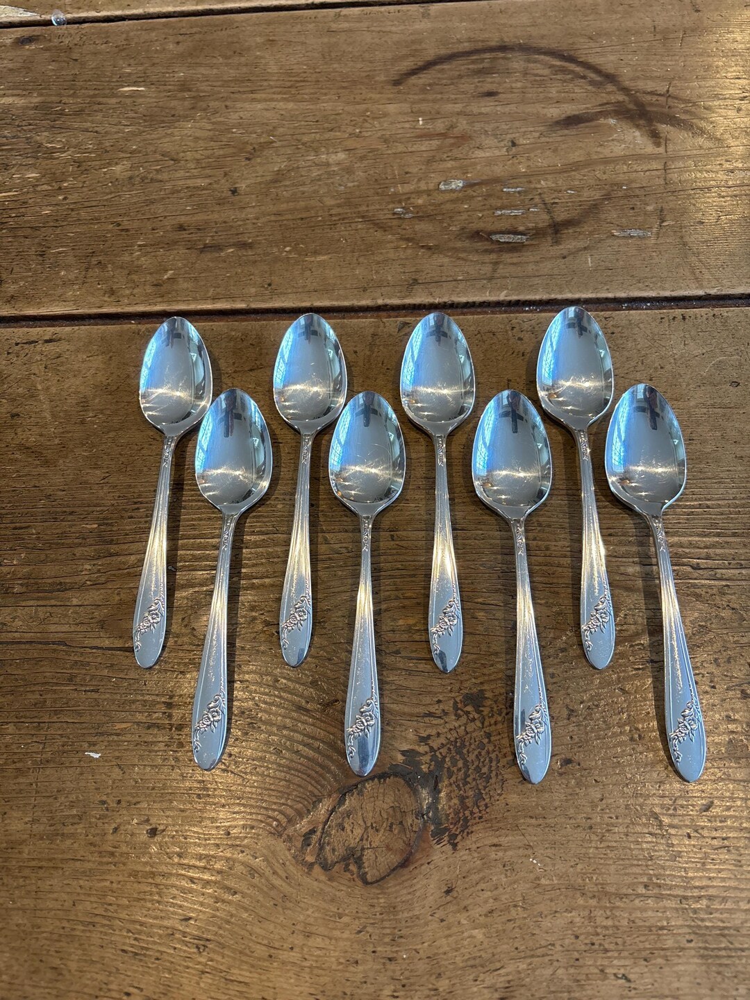 8 Queen Bess Silver Plate Teaspoons - Etsy