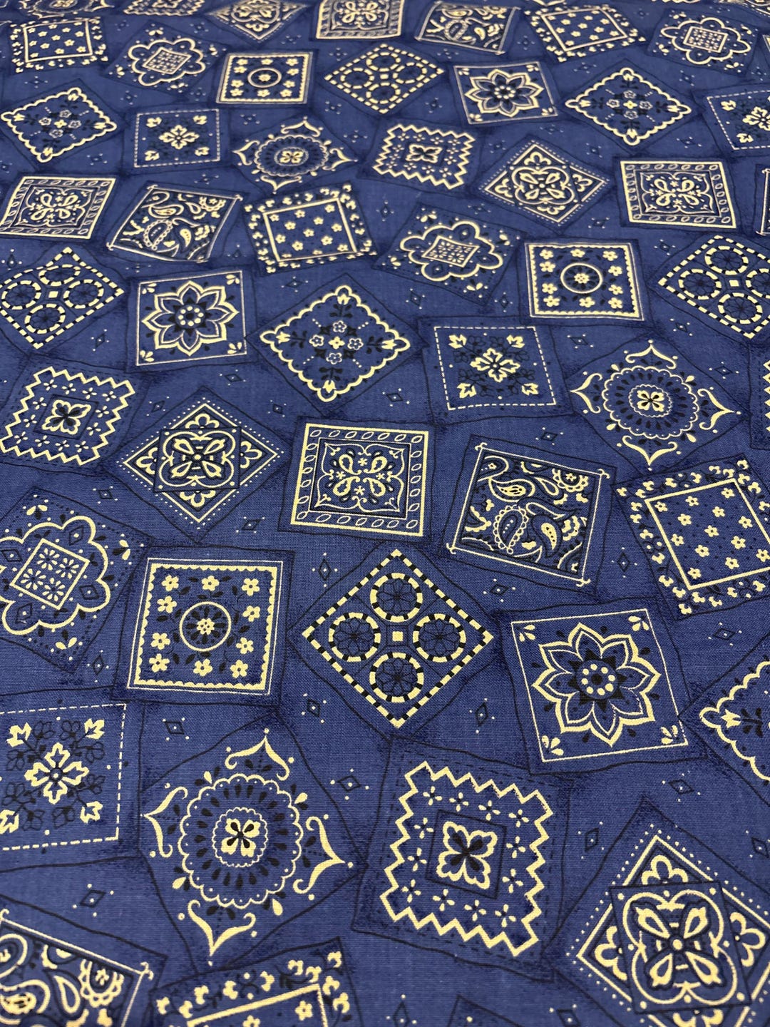 Cranston Printworks Blue Bandana Print Cotton Fabric - Etsy
