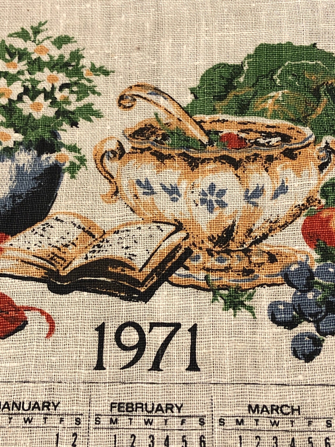 1971 Kitchen Theme Calendar Towel - Etsy