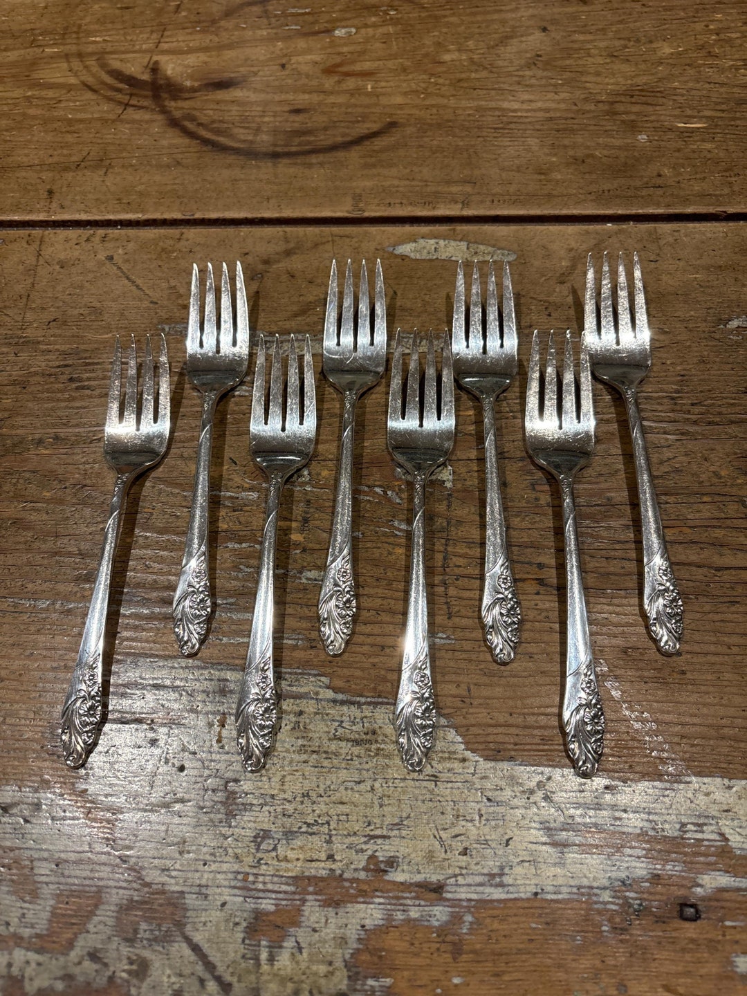 8 Evening Star Silver Plate Salad Forks - Etsy