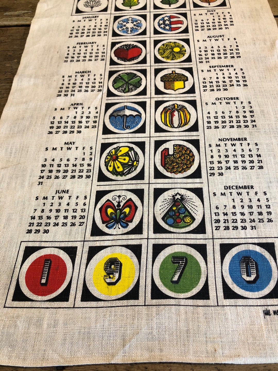 1970 Four Seasons/monthly Decoration Calendar Towel - Etsy
