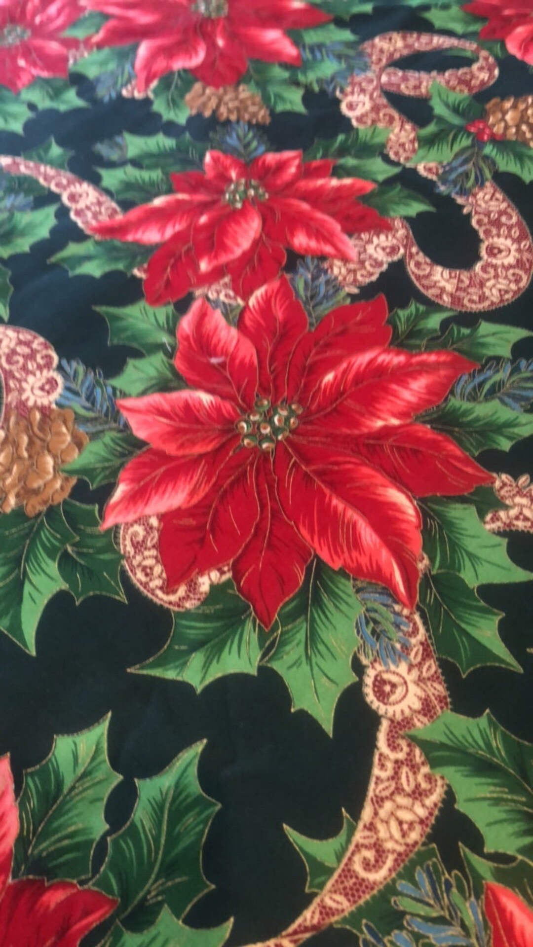 Cranston VIP Poinsettia Theme Cotton Christmas Fabric - Etsy