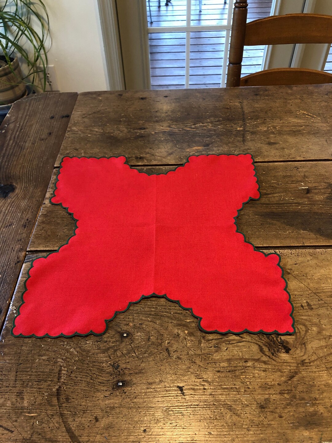 Red and Green Bread Basket Cloth - Etsy