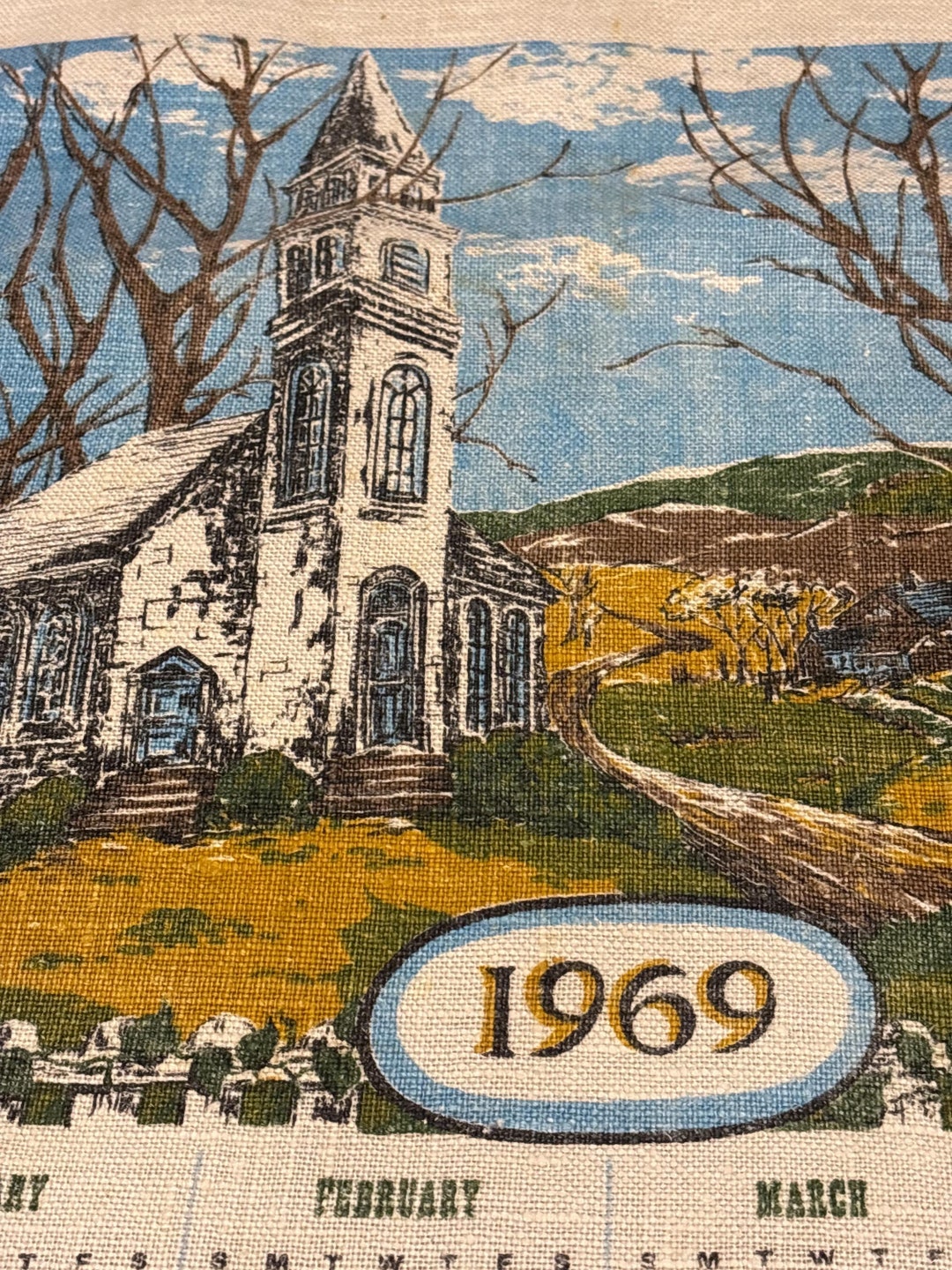 1969 Church Themed Calendar Towel - Etsy
