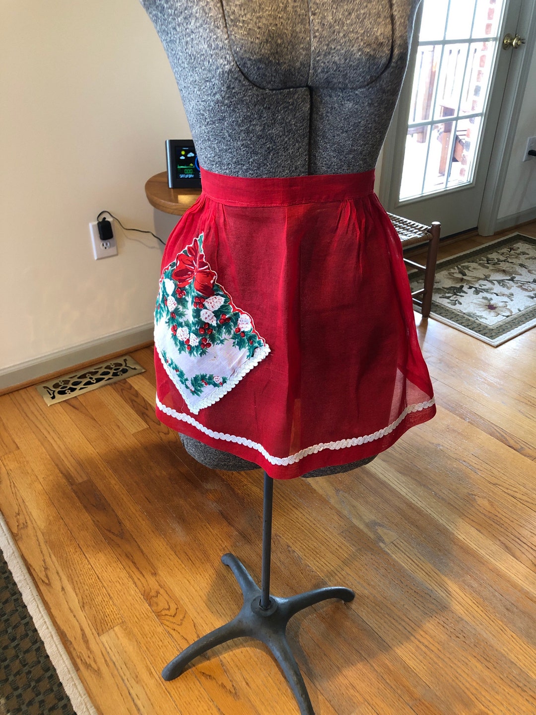 Red Organdy Christmas Apron - Etsy