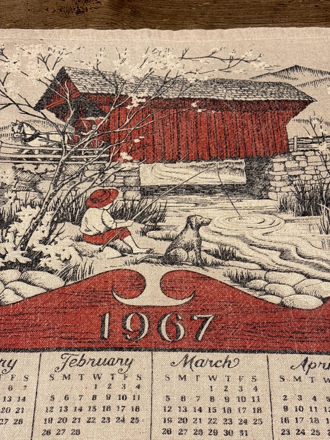 1967 Covered Bridge Themed Calendar Towel - Etsy