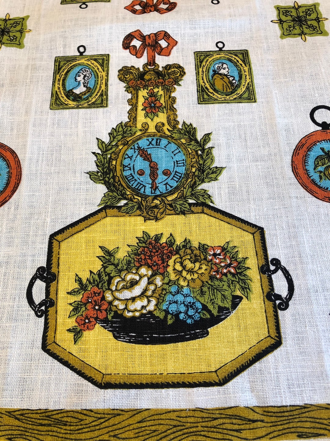1970’s Early American Colonial Theme Linen Tea Towel - Etsy