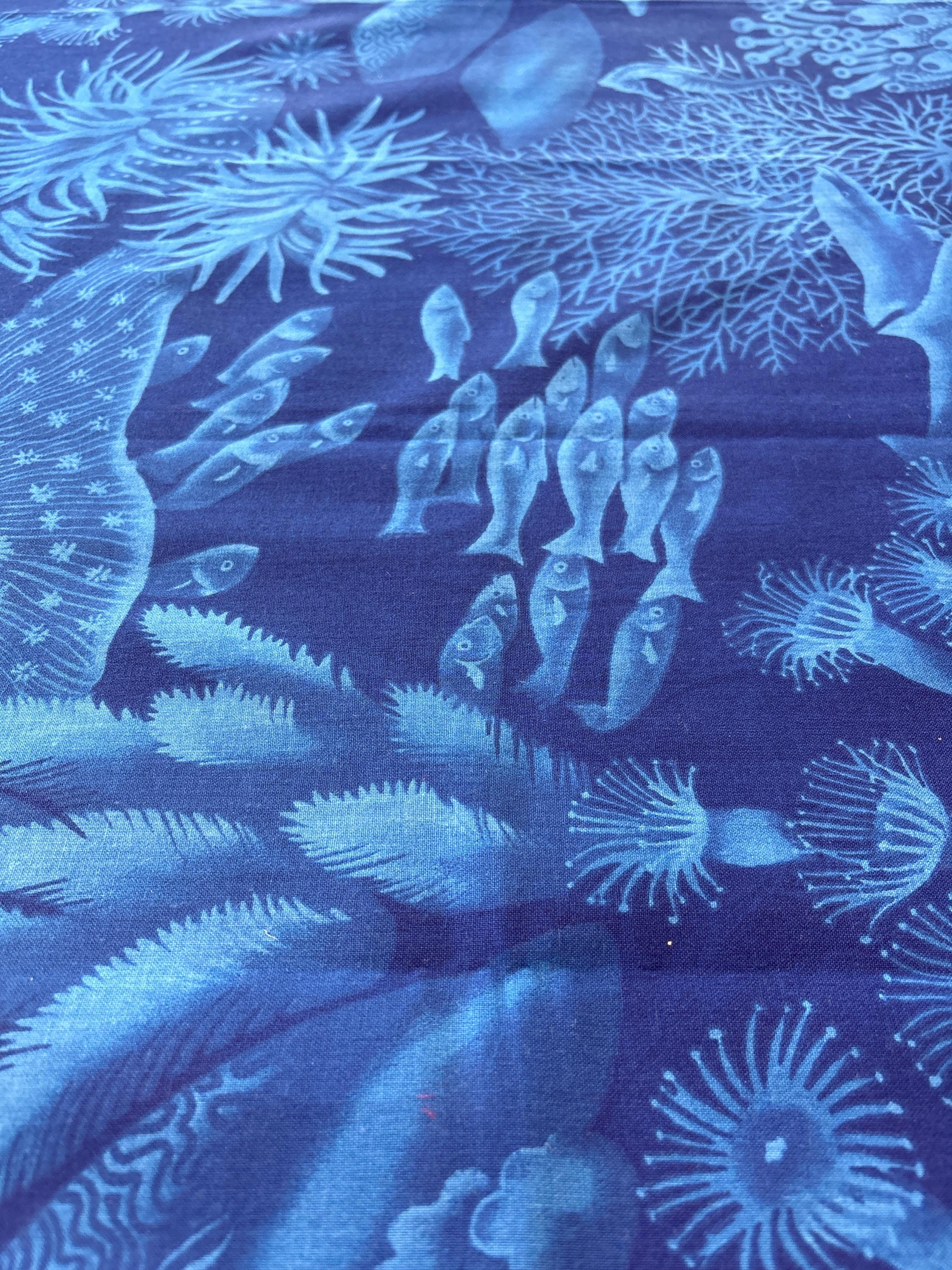 Springs Industries Blue Under the Sea Print Cotton Fabric - Etsy