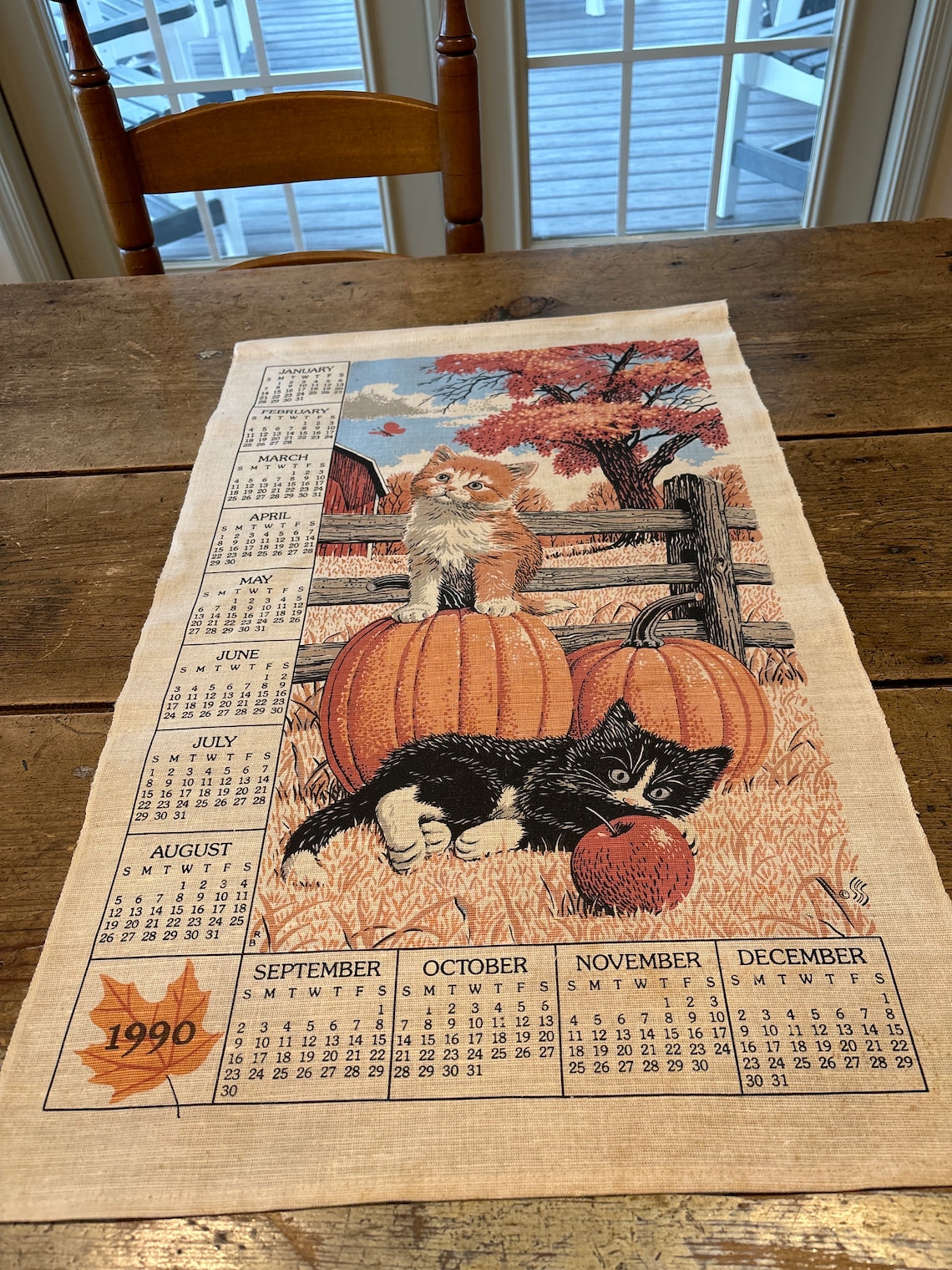 1990 Stevens Kitten Themed Calendar Towel - Etsy