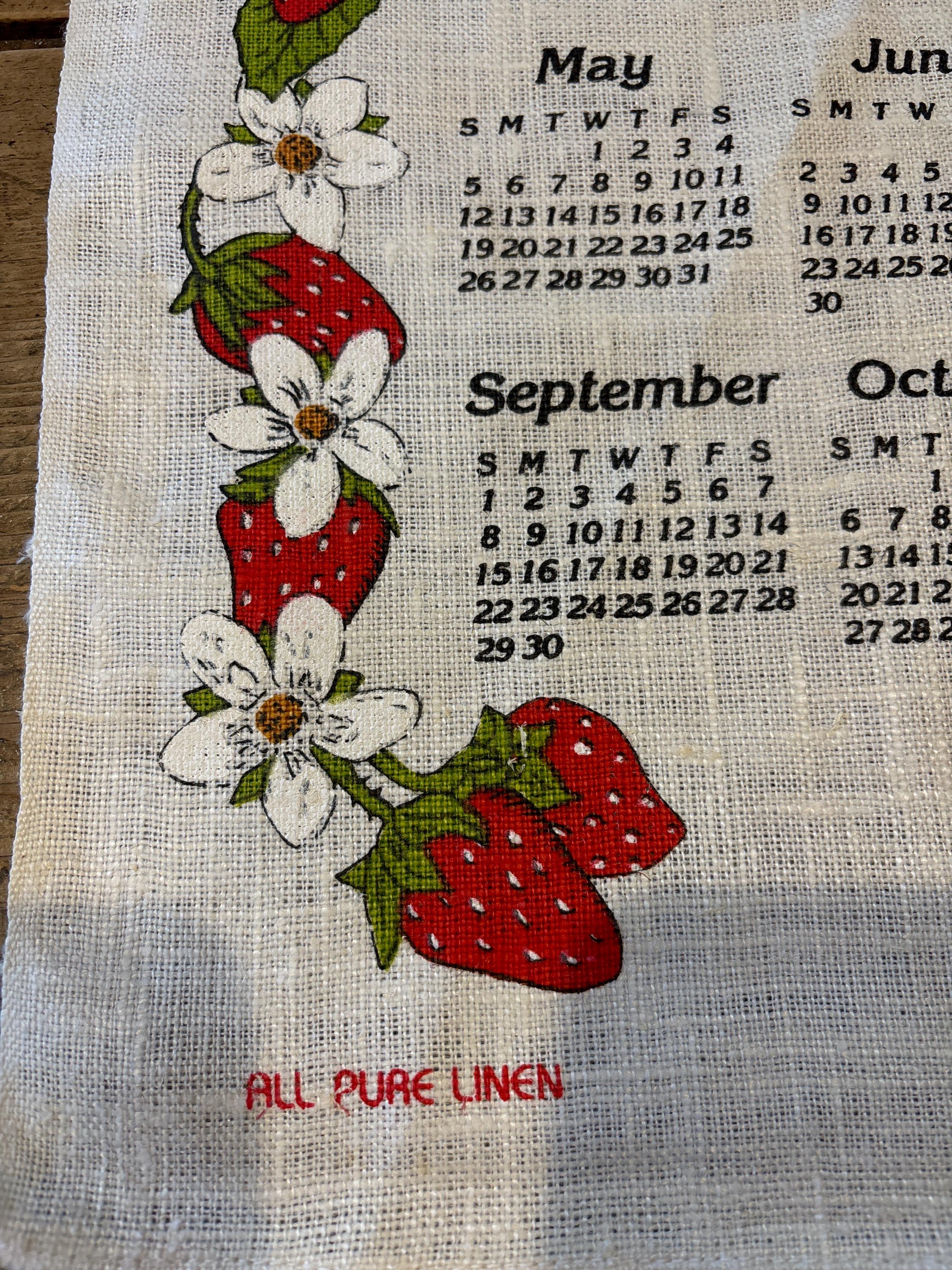 1985 Strawberry Themed Calendar Towel - Etsy