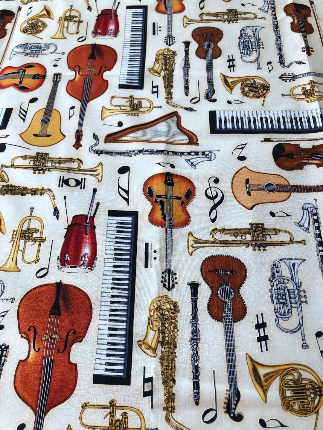 Timeless Treasures Musical Instrument Theme Cotton Fabric - Etsy