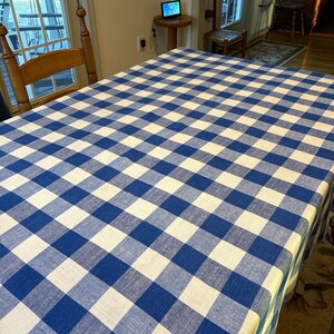 Blue and White Plaid Linen Tablecloth - Etsy