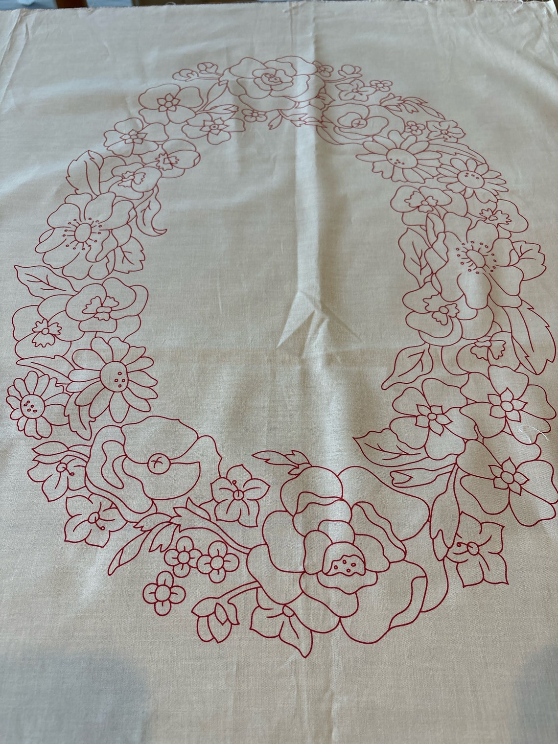 Redwork Romance Fabric Pillow Panel - Etsy