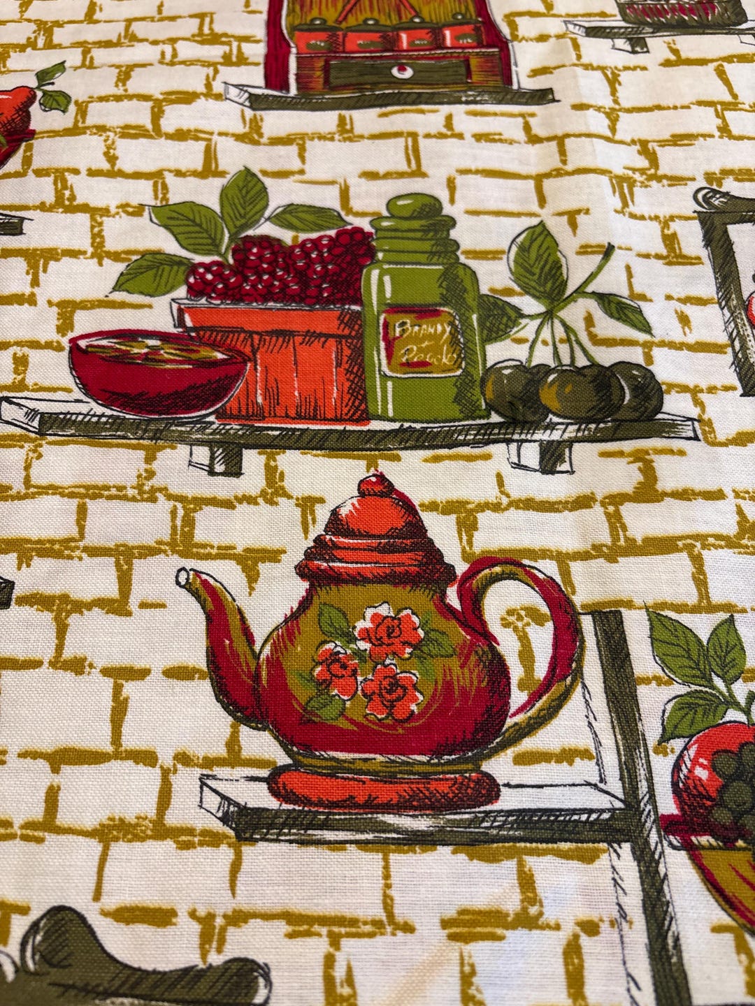 1960's Kitchen Themed Cotton Fabric - Etsy