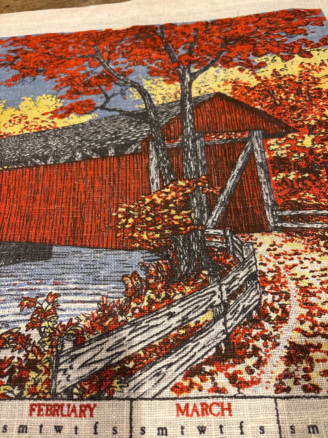 1981 Stevens Covered Bridge Linen Calendar Tea Towel - Etsy