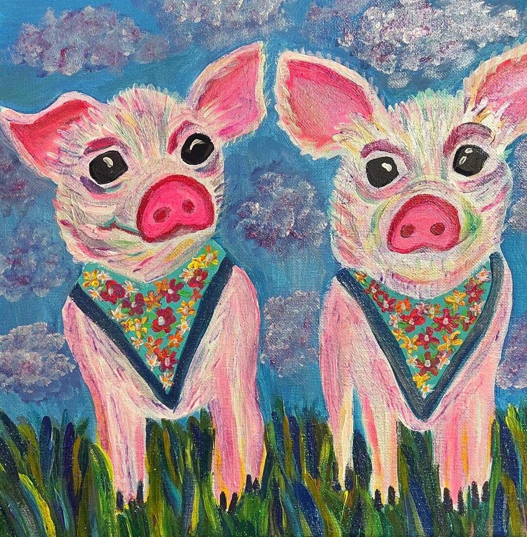Twin Piglets - Original Acrylic Painting - Etsy