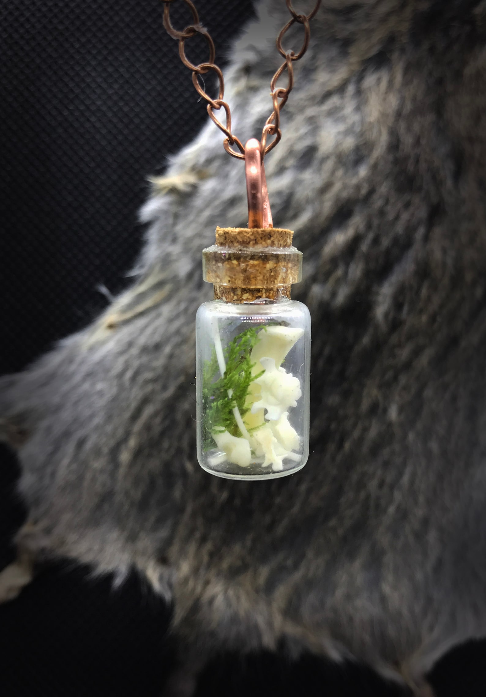 Witch Amulet Cruelty Free Bones in a Moss Pendant Statement - Etsy