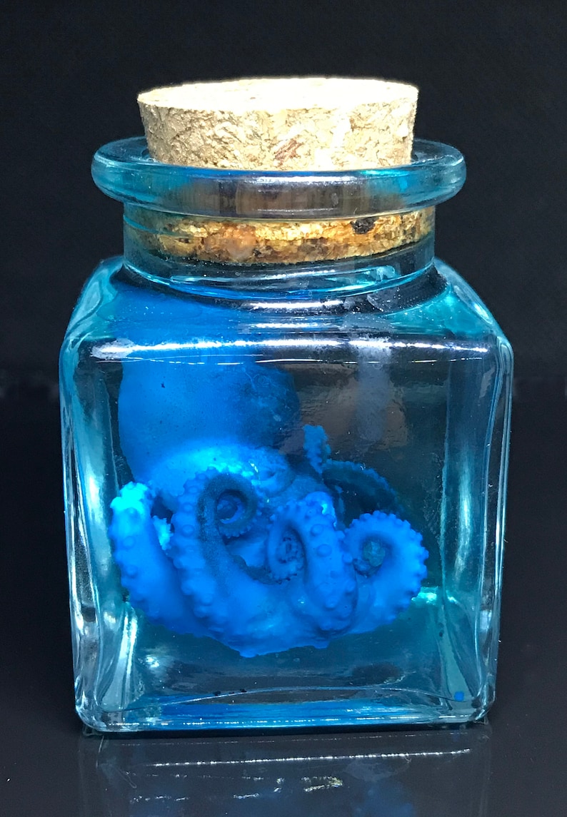 Cute BLUE Baby Octopus in a Jar Rare Curiosity Steampunk - Etsy