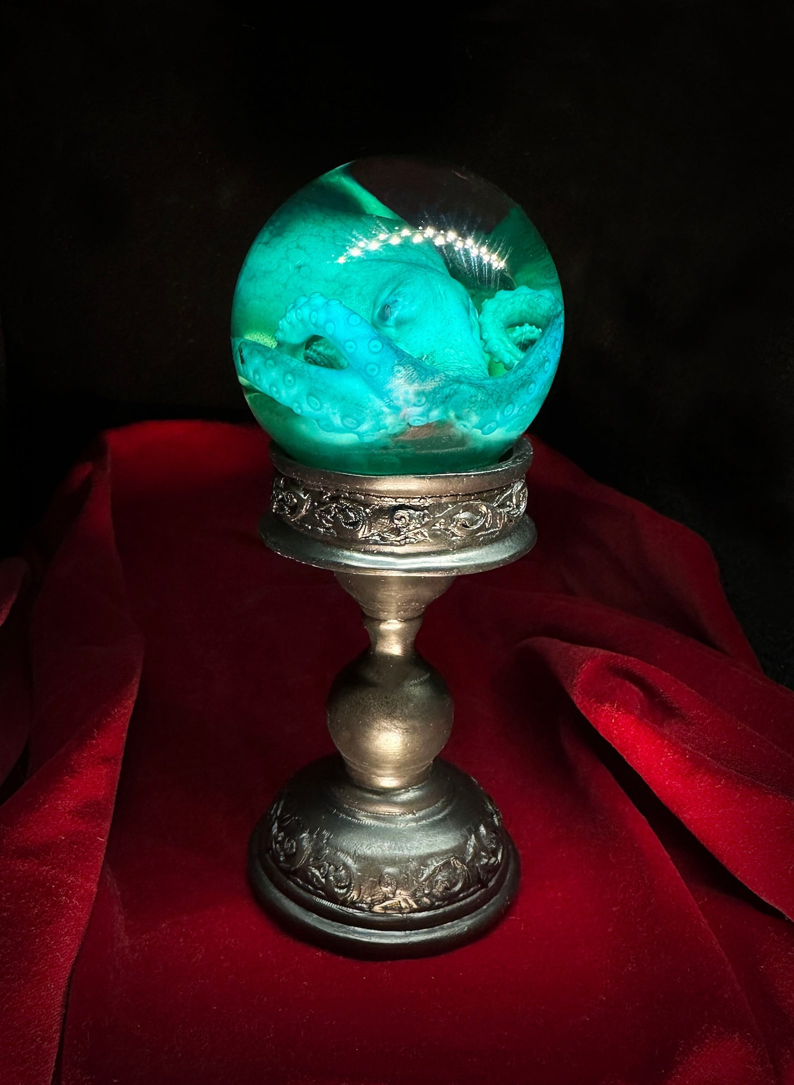Blue Octopus Wet Specimen on Gothic Stand - Oddities Collector Unique ...
