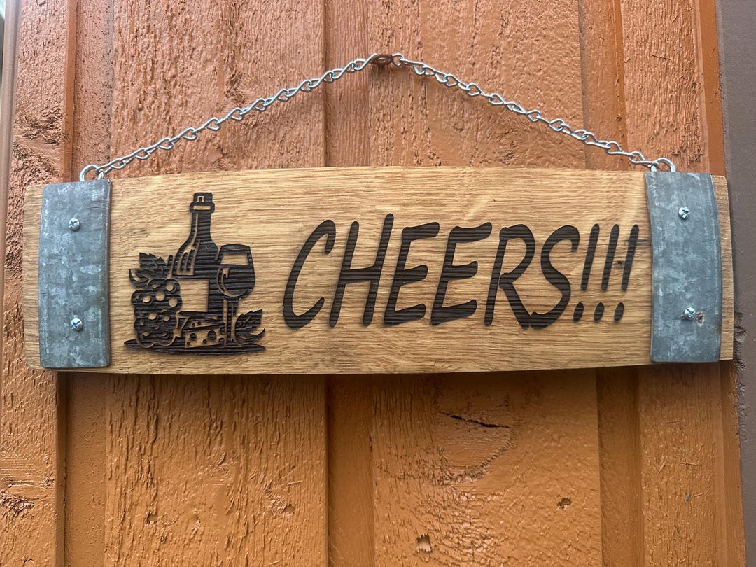 Cheers Wine Barrel Sign - Etsy