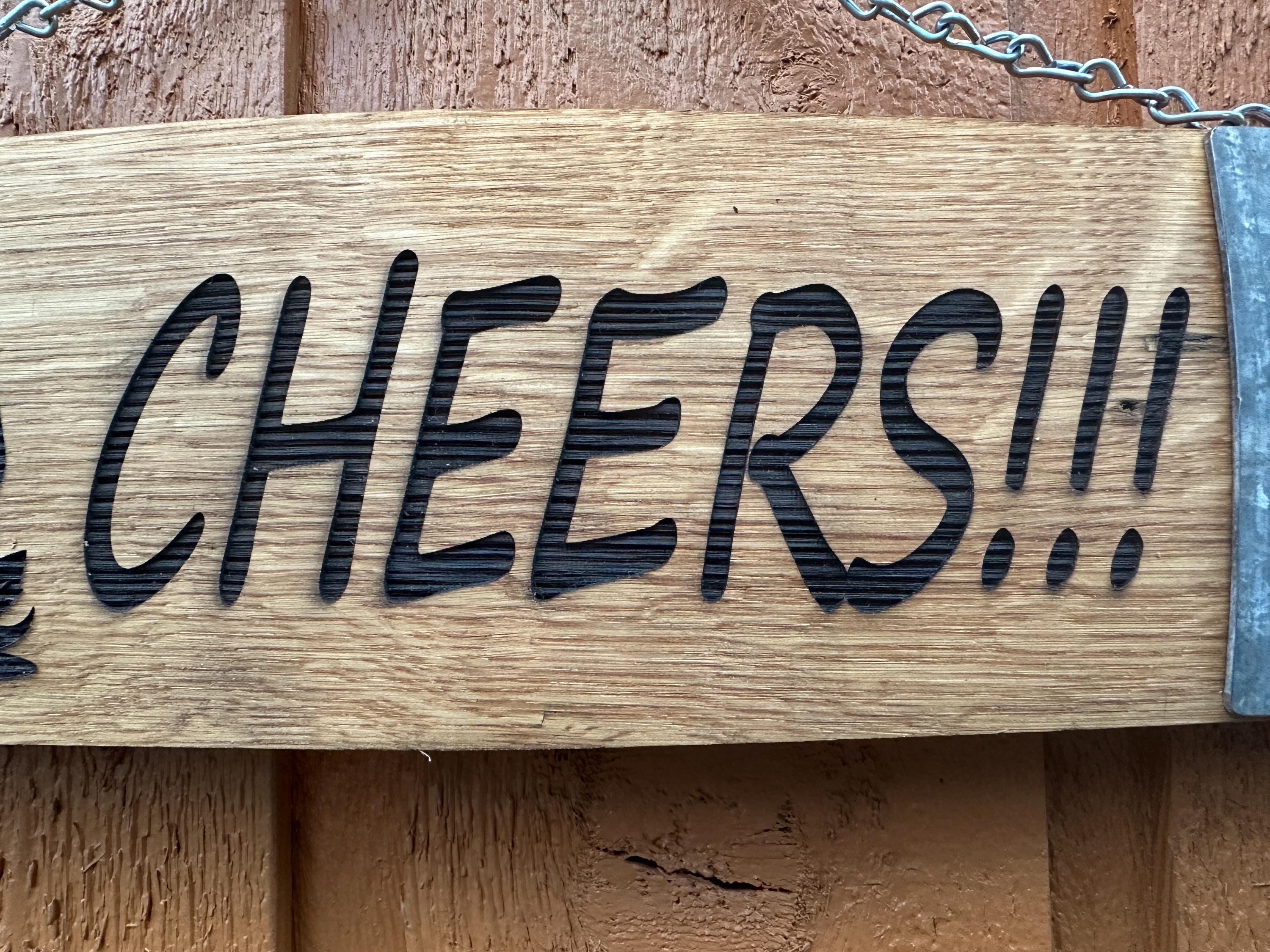 Cheers Wine Barrel Sign - Etsy