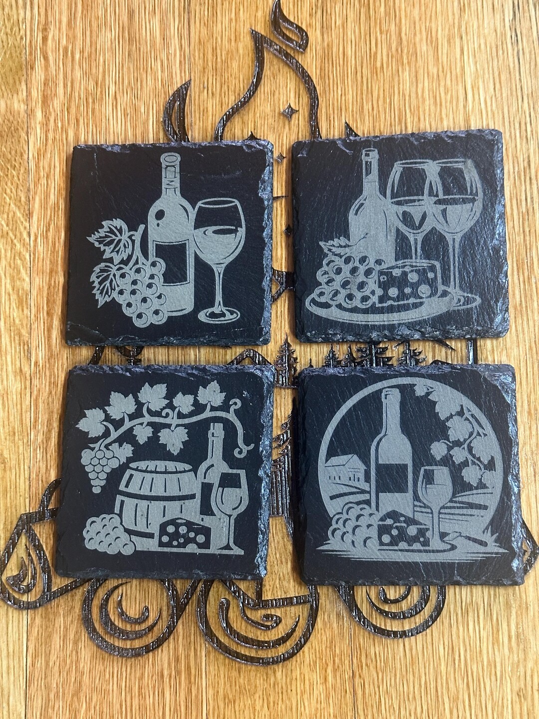 Wine Themed Slate Coasters, Set of 4 - Etsy