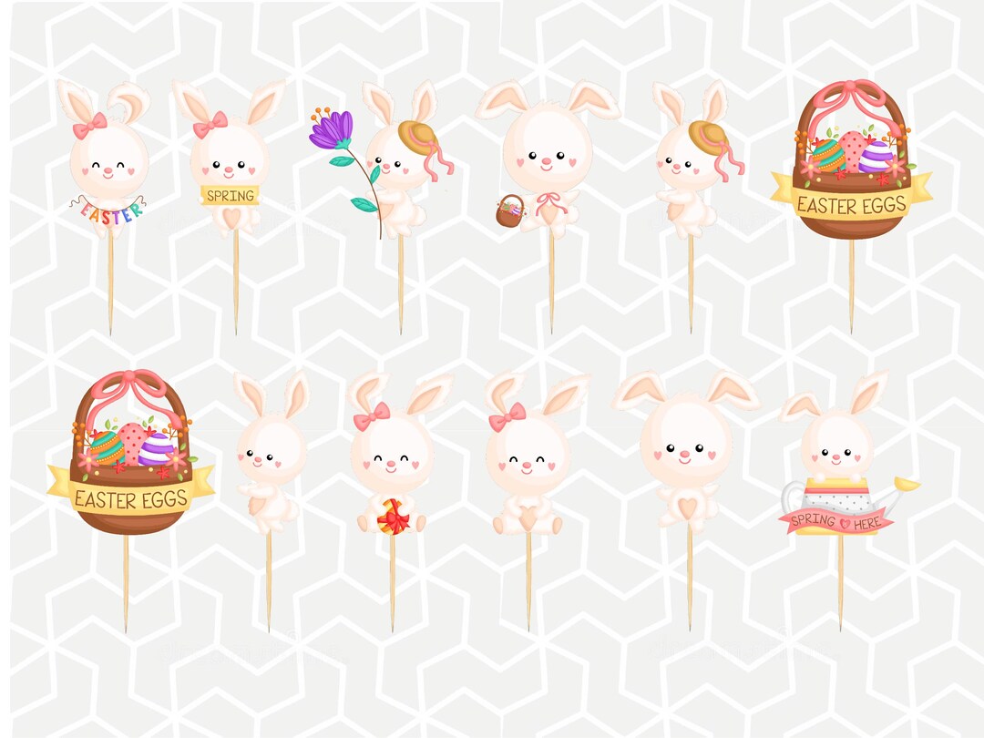Easter Bunny #2 Cupcake Toppers or Stickers - Etsy