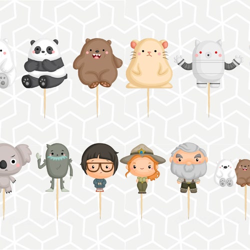 Printable We Bare Bears Happy Birthday Cupcake Toppers - Etsy