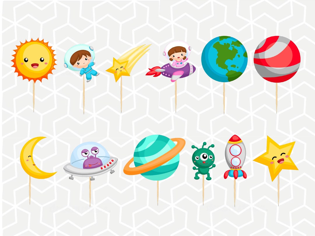 Outer Space #1 Cupcake Toppers or Stickers - Etsy