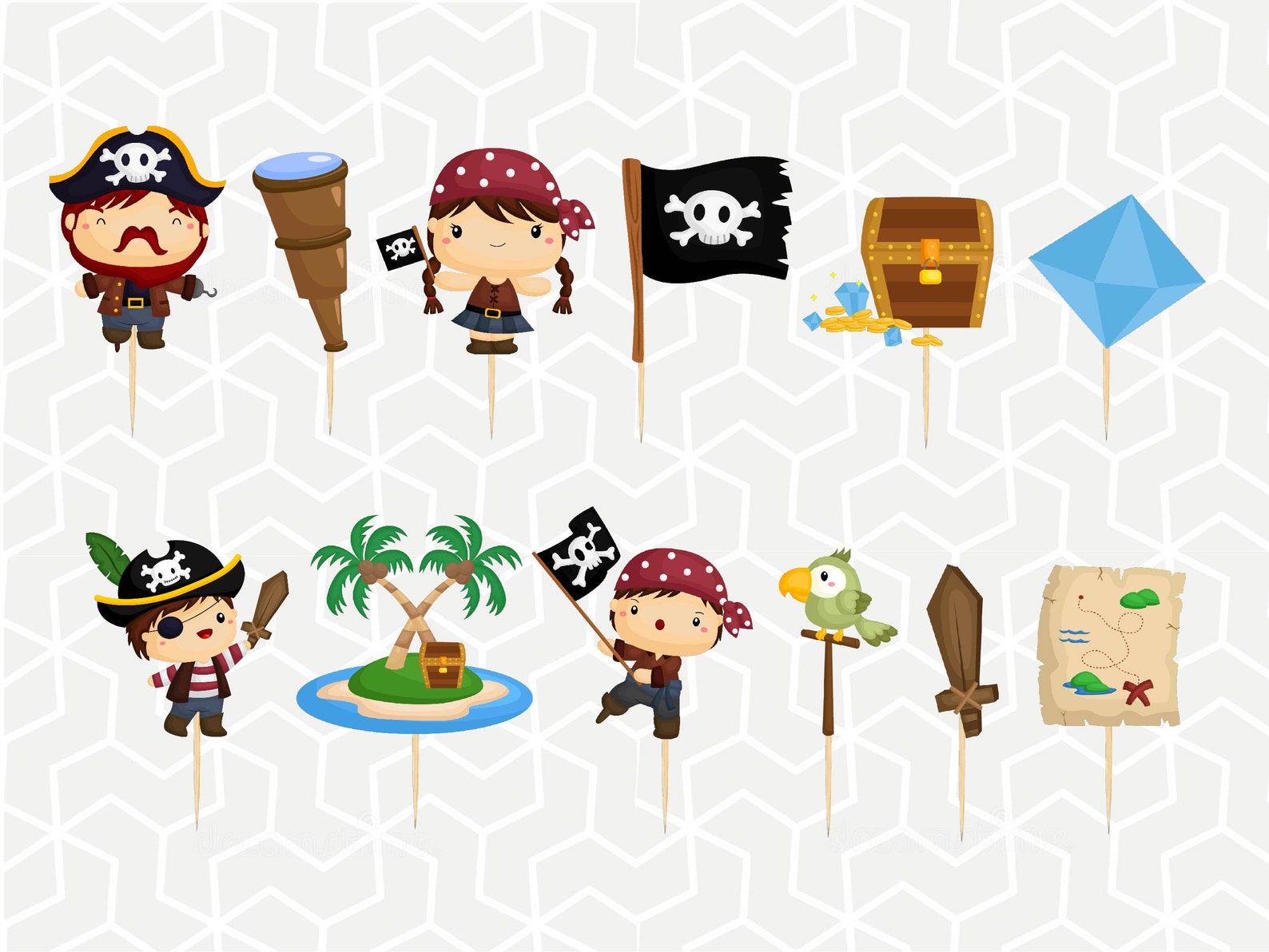 Pirates Cupcake Toppers or Stickers - Etsy