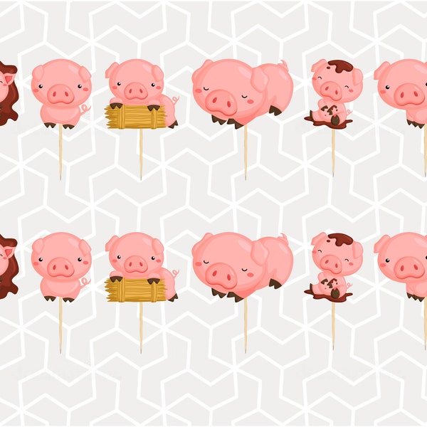 Pig Cupcake Toppers - Etsy