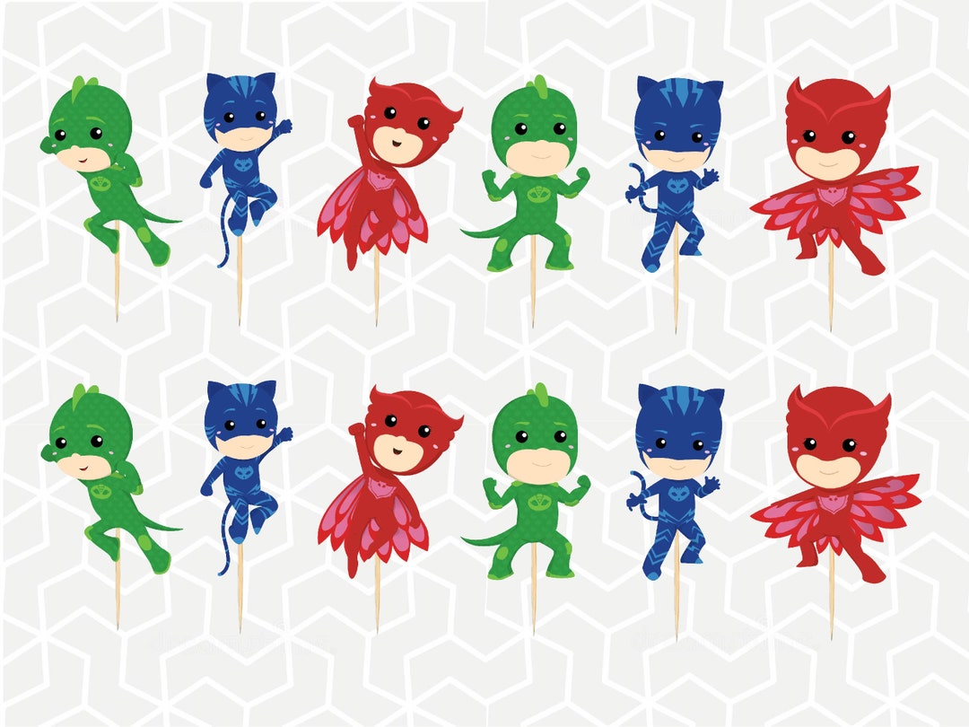 Pajama Superhero Cupcake Toppers or Stickers - Etsy