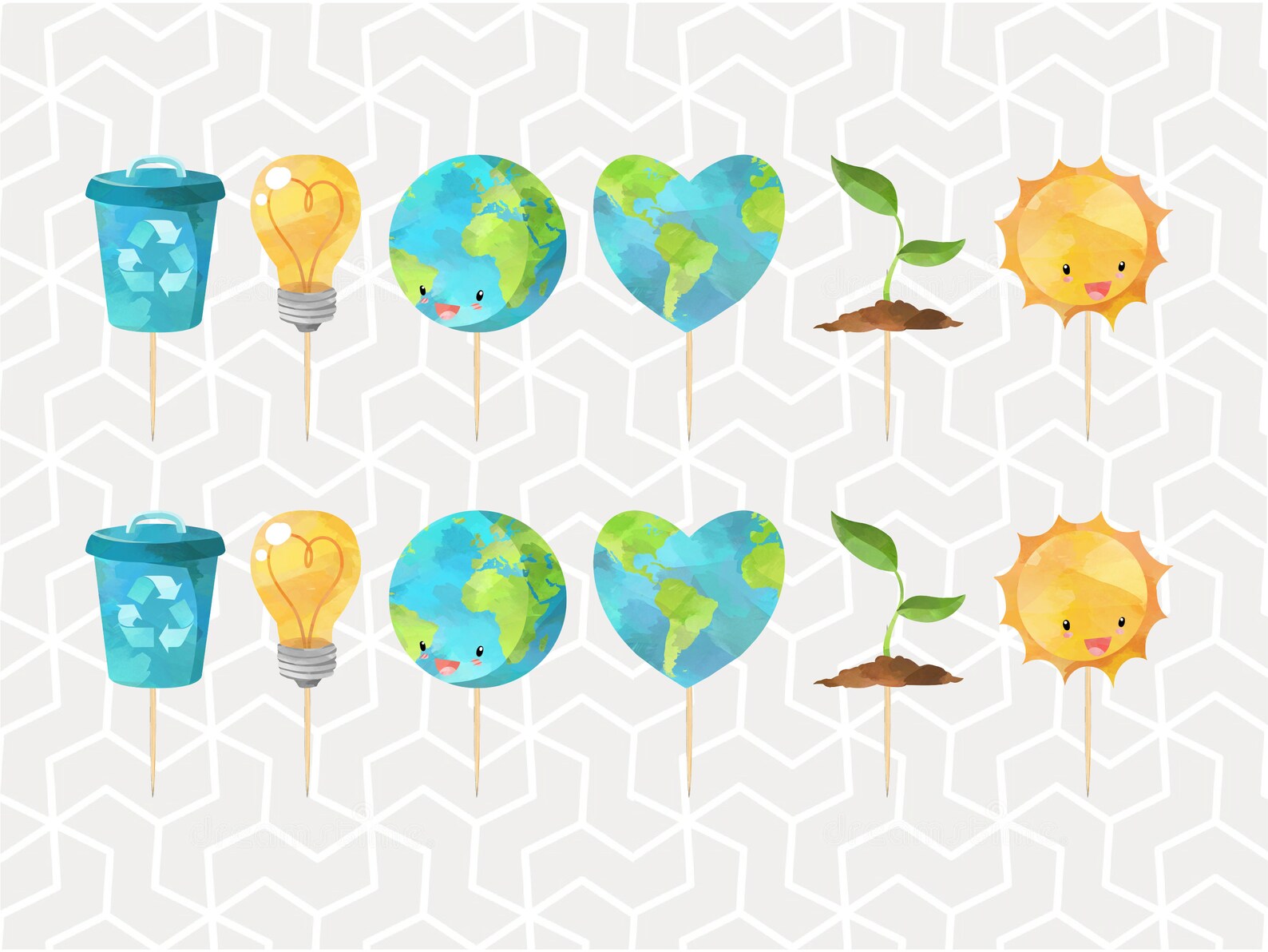 Earth Day Cupcake Toppers or Stickers - Etsy