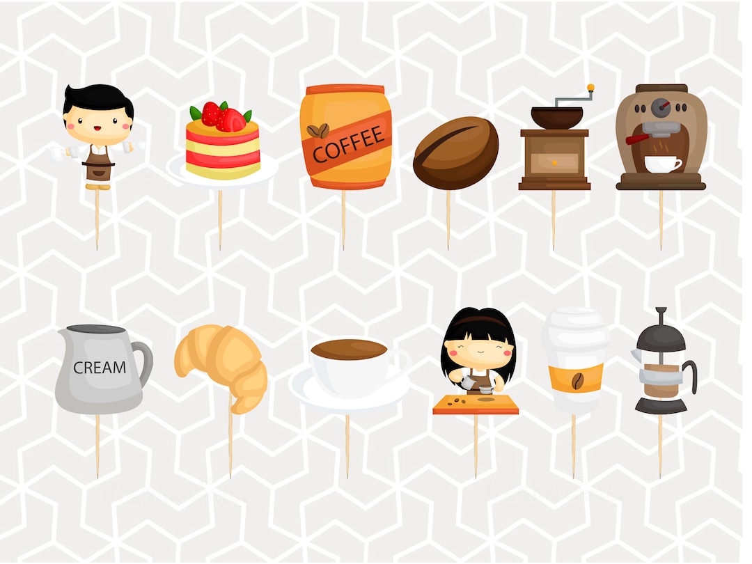 Toppers o pegatinas para cupcakes de café y baristas - Etsy España